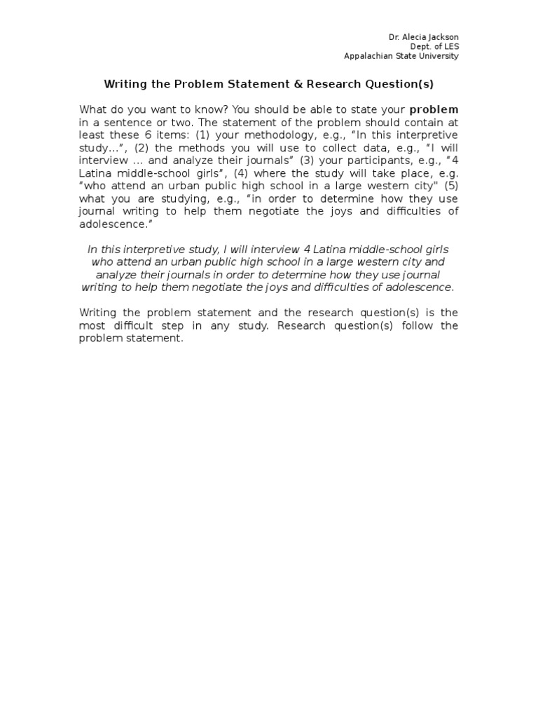 Writing The Problem Statement | PDF