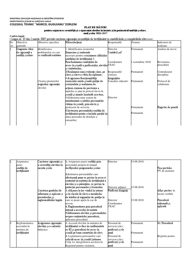 Plan de Masuri | PDF