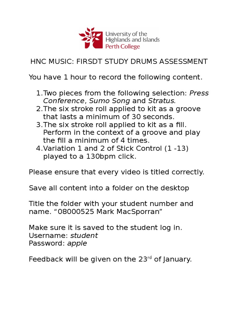 Drum Assessment | PDF