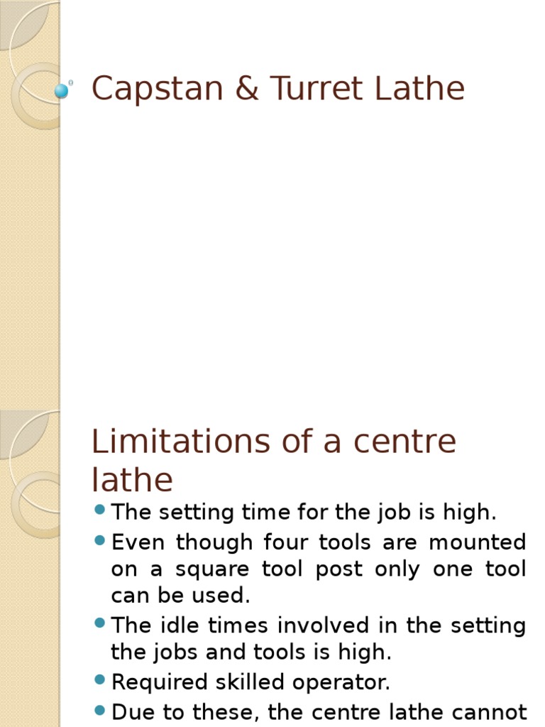 Capstan & Turret Lathe | PDF | Machines | Tools