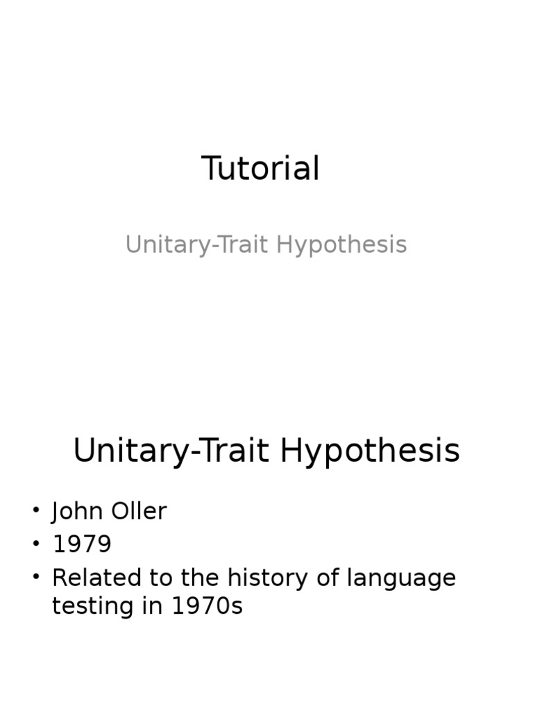 Tutorial Unitary Trait Hypothesis | PDF | Validity (Statistics ...