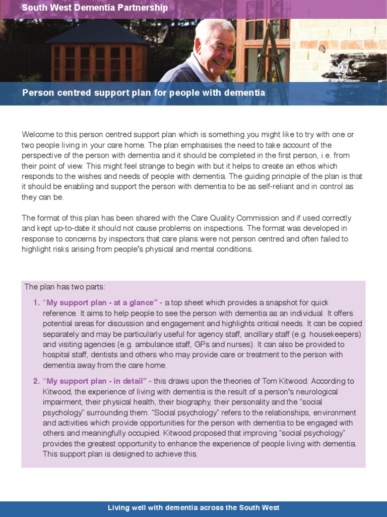 Person Centred Support Plan For People With Dementia | Download Free ...