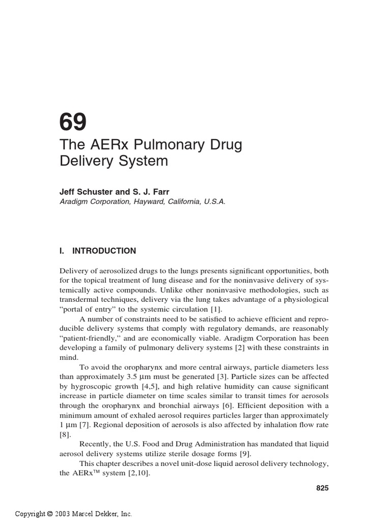 69 AERx Drug Delivary System | PDF | Pharmaceutical Formulation | Aerosol