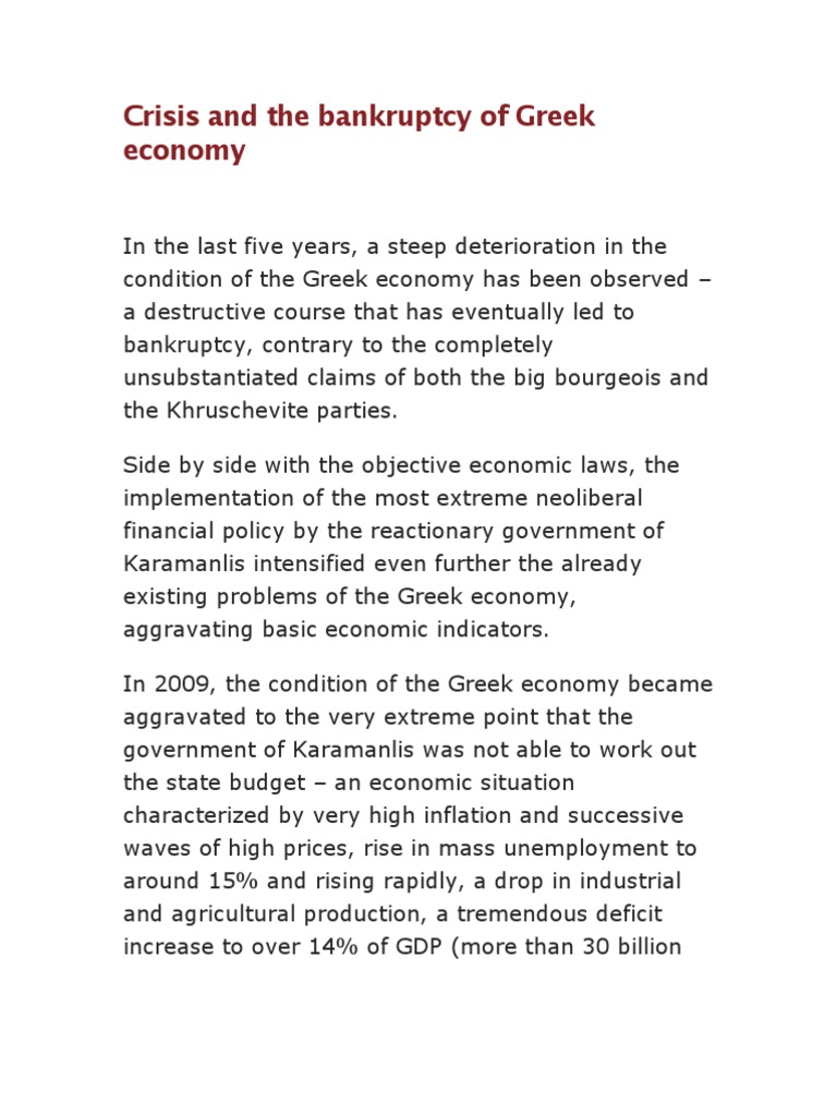 Crisis and The Bankruptcy of Greek Economy | PDF | Euro | Greece