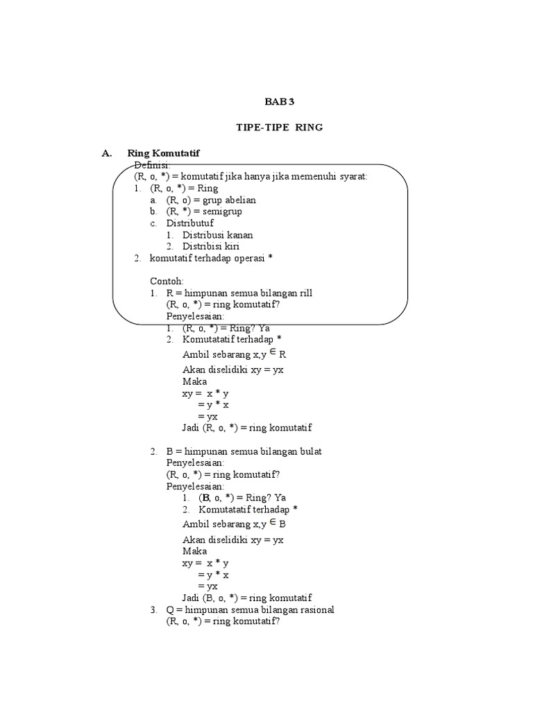 Tipe-Tipe Ring dalam Matematika | PDF