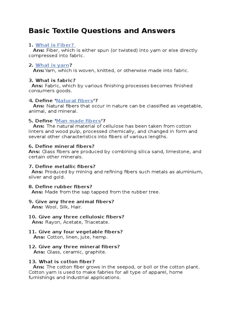 Basic Textile Q&A for Beginners | PDF | Seam (Sewing) | Fibers