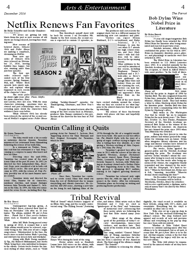 Arts and Entertainment Dec 2016 | PDF | Bob Dylan | Gilmore Girls