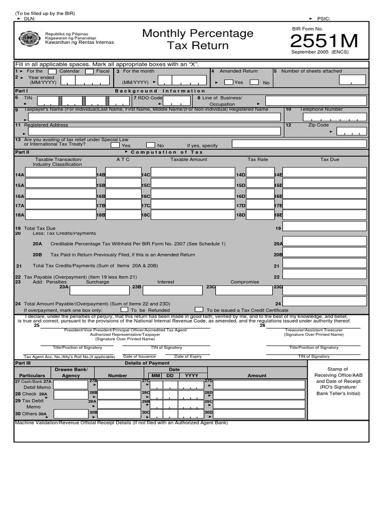 Bir Form Percentage Tax | PDF | Payments | Taxes