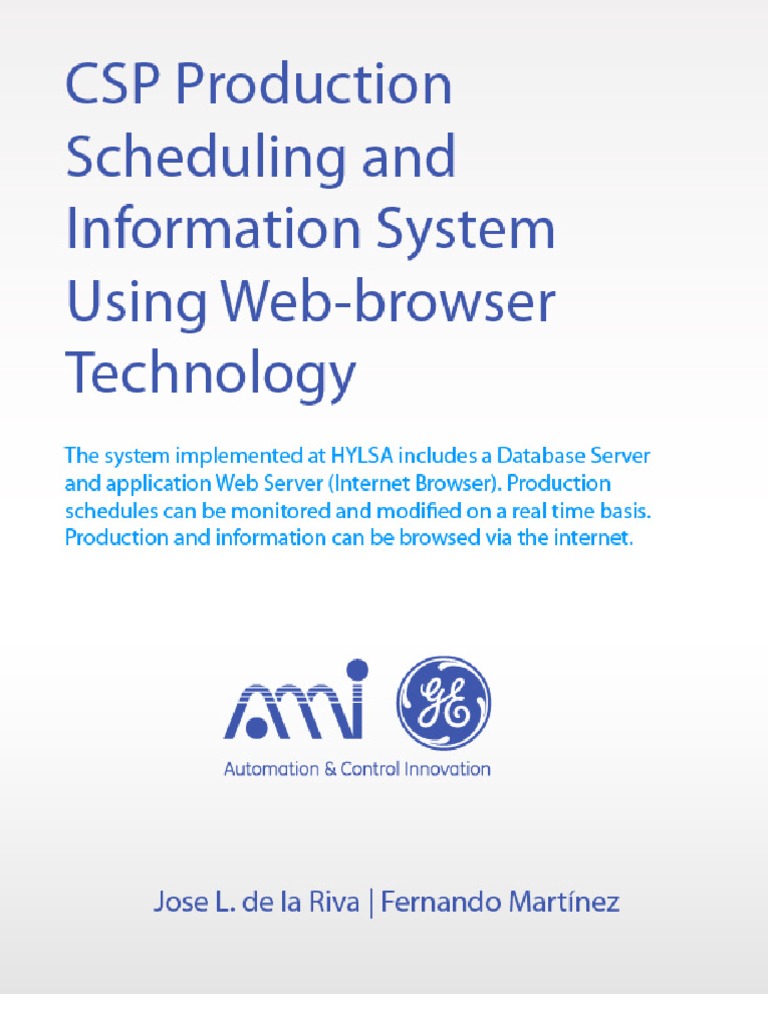 Csp Production Scheduling And Information System Using Web Browser