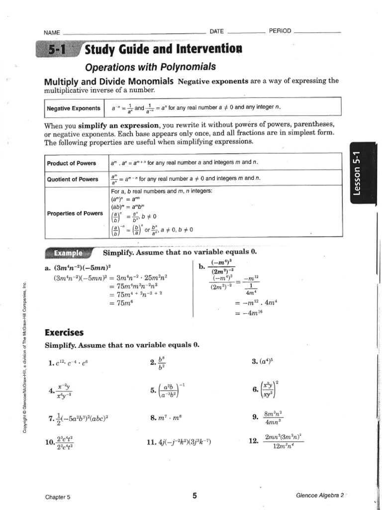 Operations With Polynomials Packet | PDF