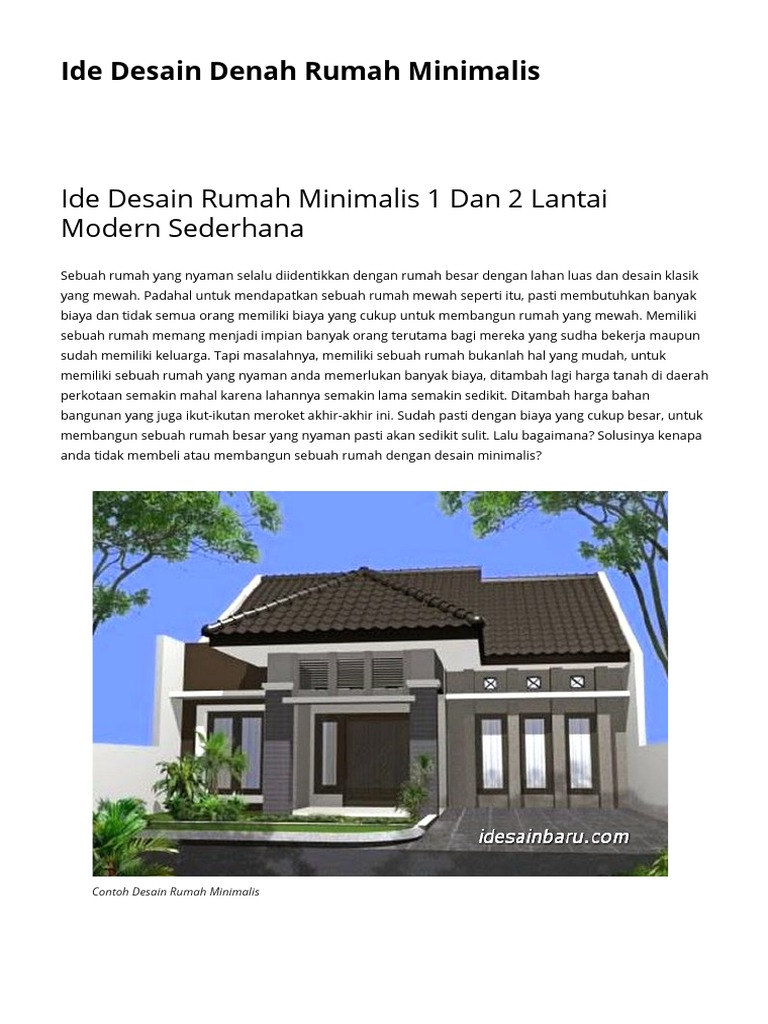 Ide Desain Rumah Minimalis 1 Dan 2 Lantai Modern Sederhana - Ide Desain ...