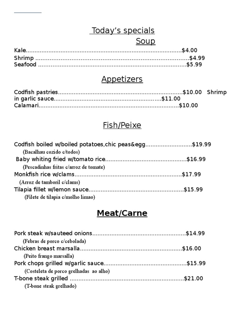 Thursday's Specials | PDF