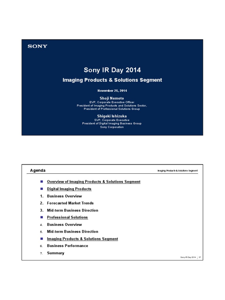 Sony Strategy | PDF | Mirrorless Interchangeable Lens Camera | Camera Lens