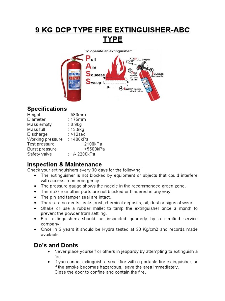 9 KG DCP Type Fire Extinguisher-ABC Type | PDF