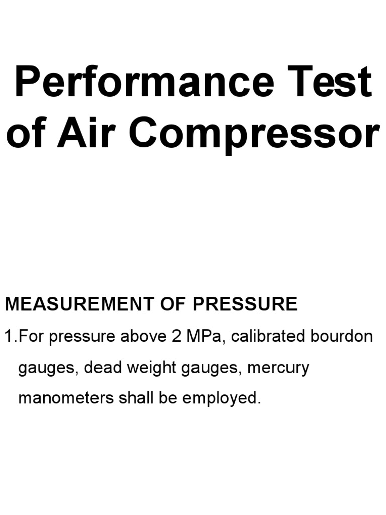 Performance Test of Air Compressor | PDF | Pressure Measurement ...