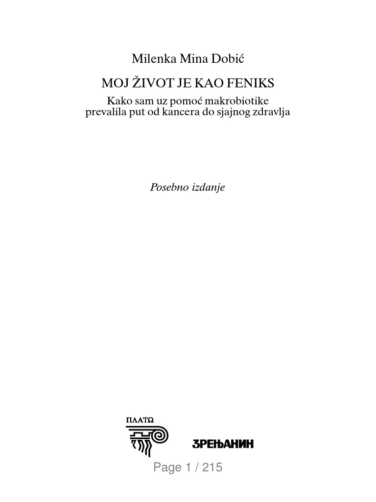 Milenka Dobic - Moj Zivot Je Kao Feniks (Makrobiotika) PDF | PDF