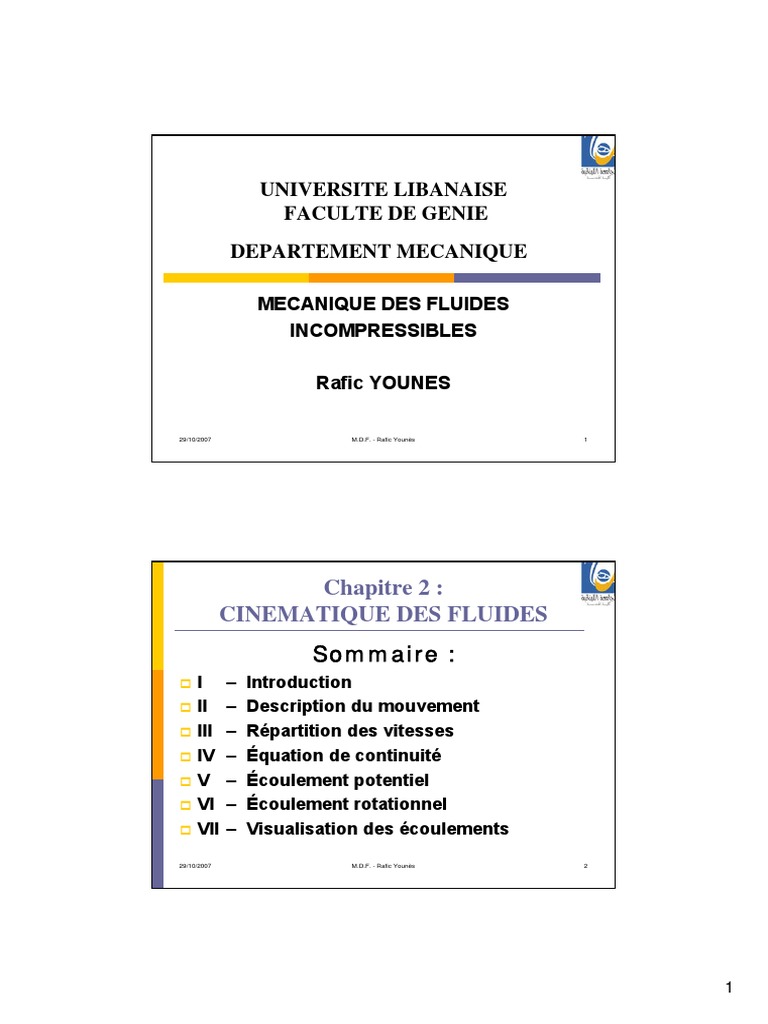 Cinematique MDF PDF | PDF | Cinématique | Fluide