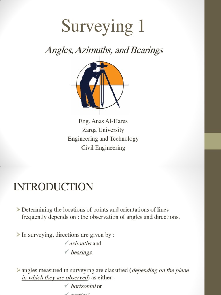 Angles, Azimuths, And Bearings | Surveying | Angle