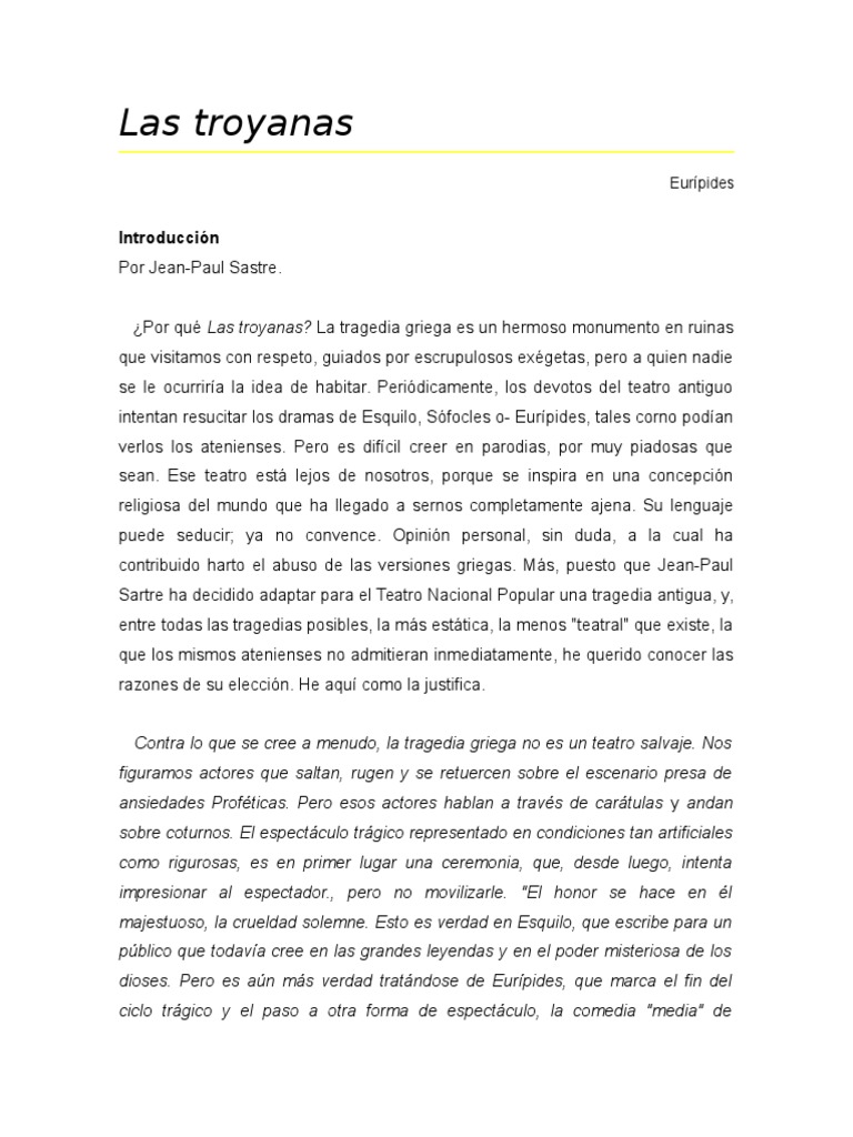 Las Troyanas | PDF | Tragedia griega | Helena de Troya
