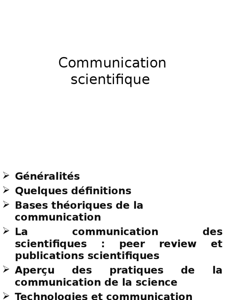 Introduction à la communication scientifique | PDF | la communication ...