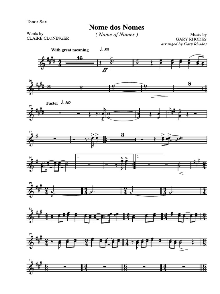 01 Name of Names Tenor Sax 1-2 | PDF