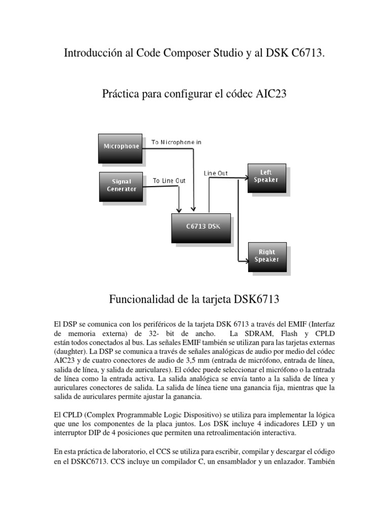 Introducción Al Code Composer Studio y Al DSK C6713 Codecaic23 | PDF | Compilador | Micrófono