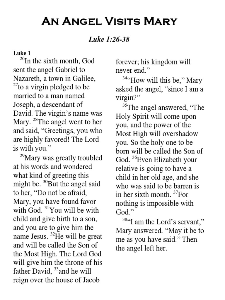Lesson 2 an Angel Visits Mary | Mary, Mother Of Jesus | Gabriel