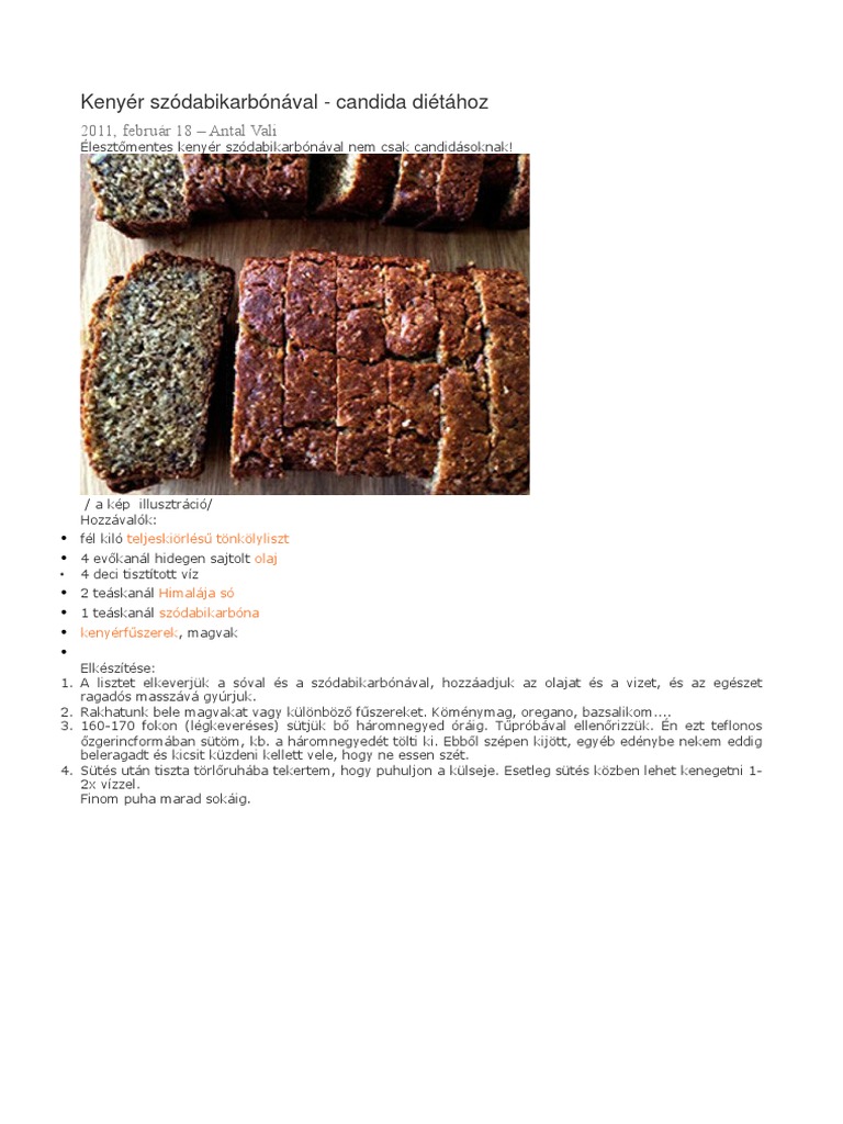 Kenyér Szódabikarbónával Candida Diétához | PDF