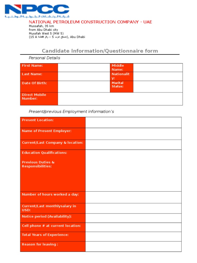 NPCC Application Application Form | PDF
