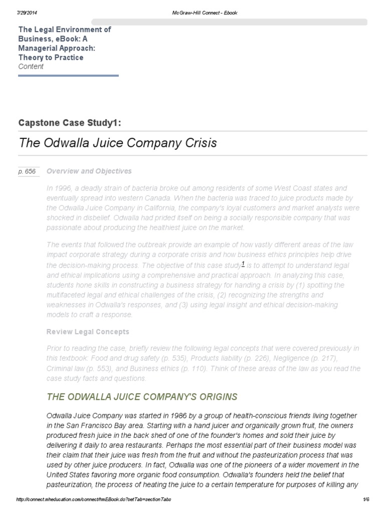 Legal Environment For Business Case Study 1 | PDF | Food And Drug ...