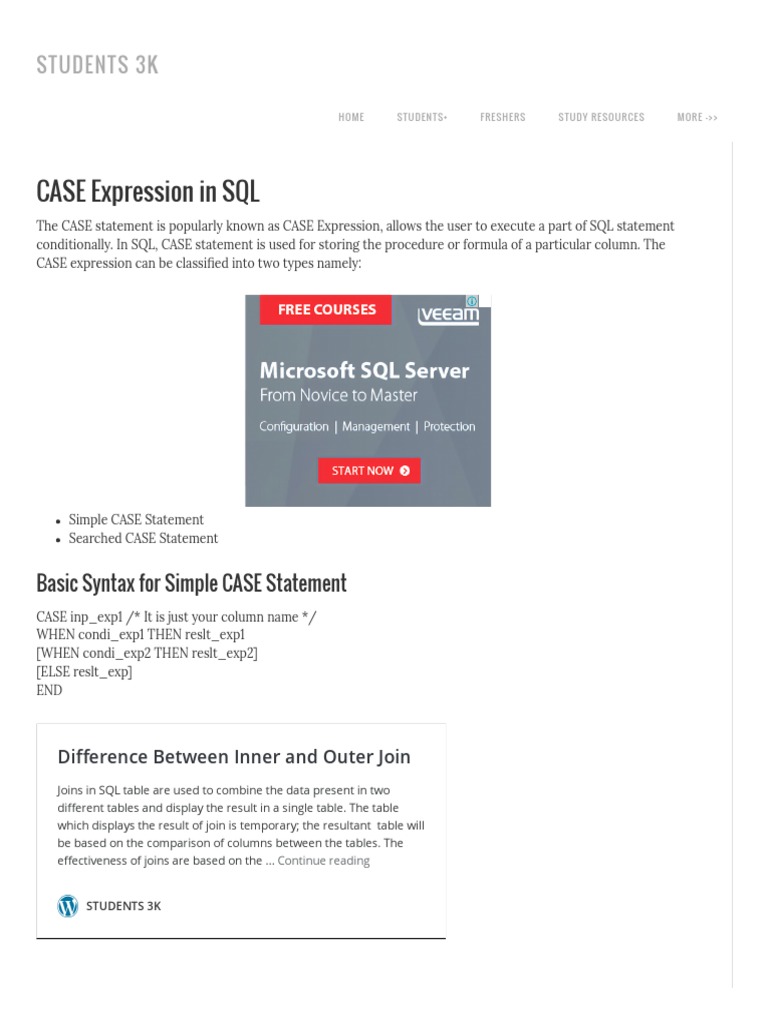 CASE Expression in SQL: Students 3K | PDF | Software Engineering | Data