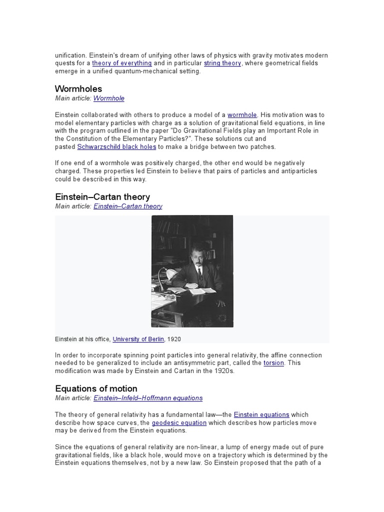 Einstein's Quest to Unify Physics Through Gravity and his Exploration ...