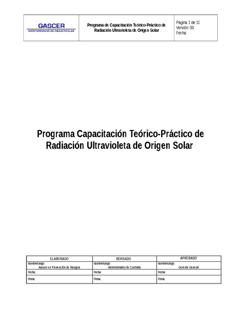 Programa de Capacitacion de Radiacion Ultravioleta de Origen Solar 2015 | PDF | Ultravioleta ...
