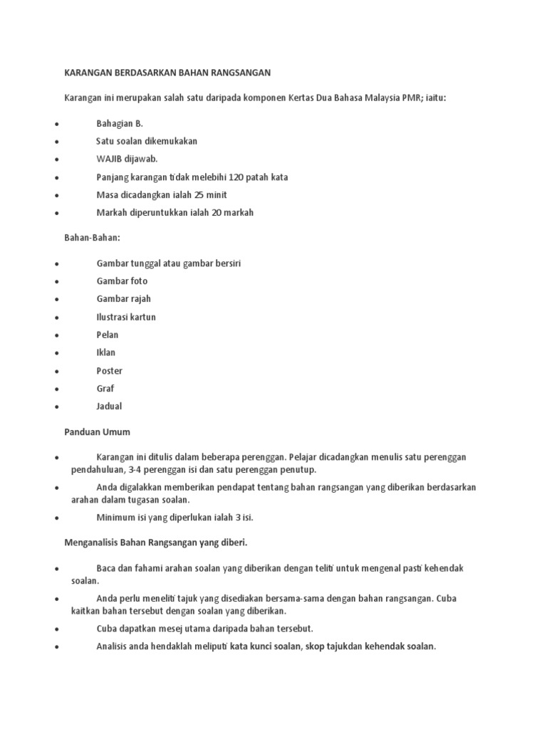 Karangan Berdasarkan Bahan Rangsangan | PDF