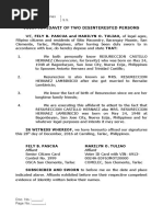 Sample Joint Affidavit of 2 Disinterested Person | PDF