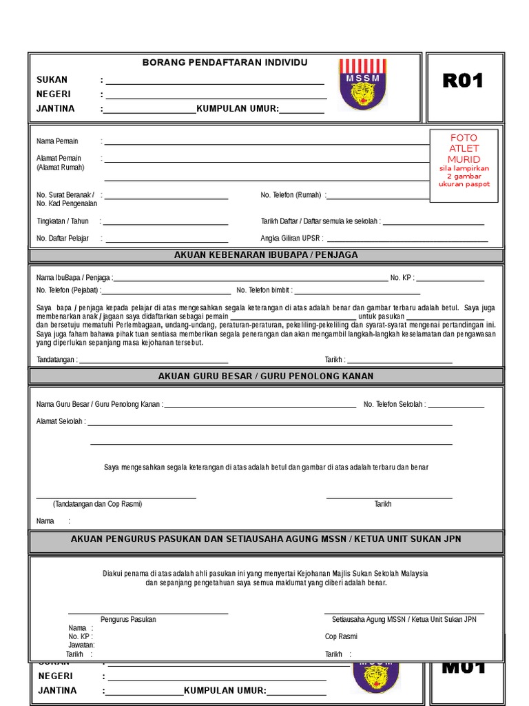 Borang M01 R01 | PDF