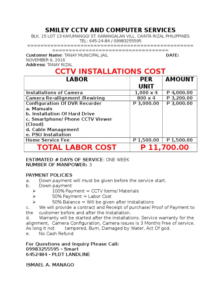 CCTV Quotation (Tanay Jail) | PDF | Technology & Engineering