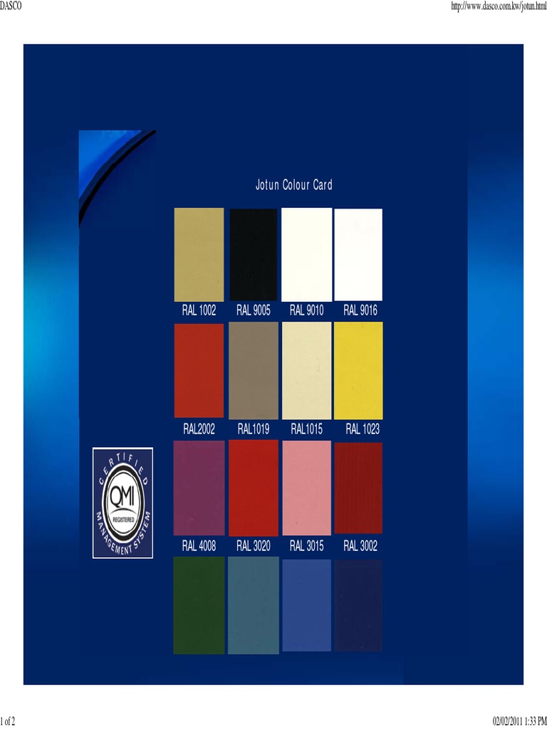Jotun RAL Colour Codes List | PDF | Home & Garden | Science & Mathematics