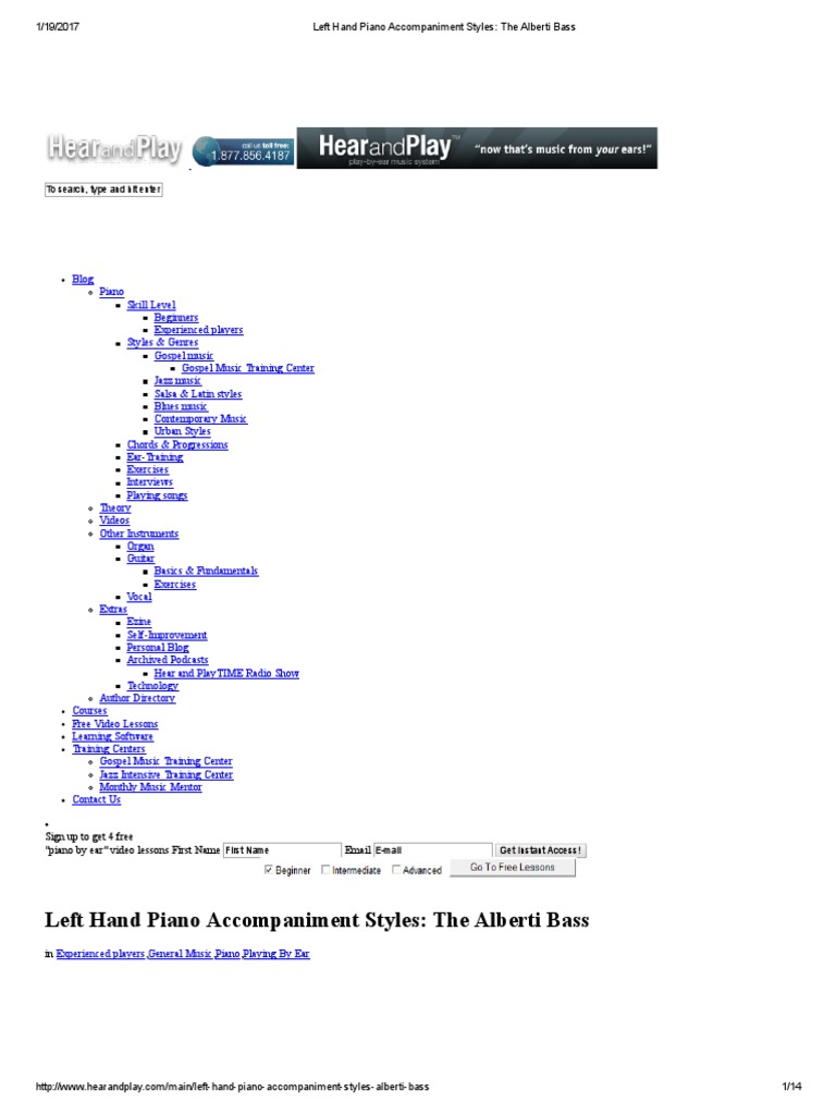 Left Hand Piano Accompaniment Styles - The Alberti Bass | PDF | Chord ...