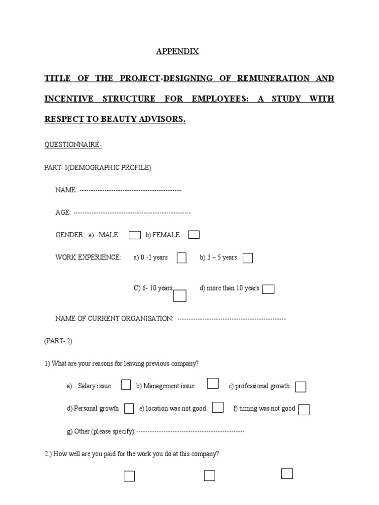 Appendix | PDF | Incentive | Salary