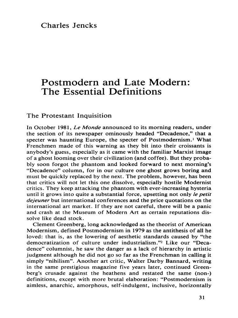 Charles Jencks Postmodernism Defined PDF | PDF