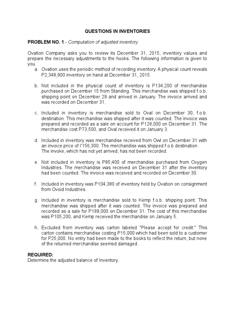 5 Questions Inventory | PDF | Accounts Payable | Inventory