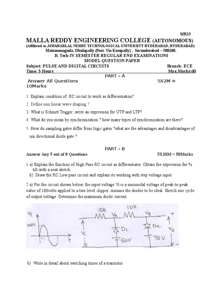 PDC Model Question Paper for ECE | PDF | Electronic Circuits | Bipolar ...