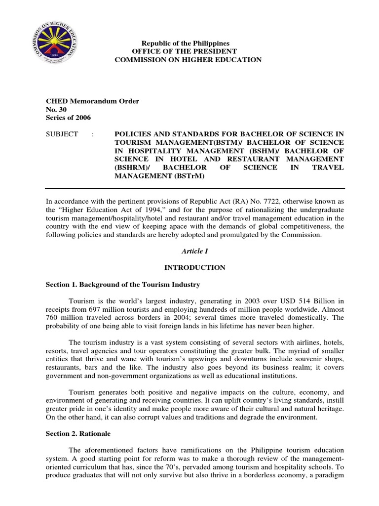 BSHRM CMO - 30 - s2006 PDF | PDF | Statistics | Tourism