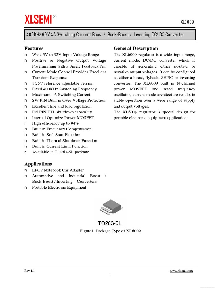 XL6009 Xlsemi | PDF | Direct Current | Electronics