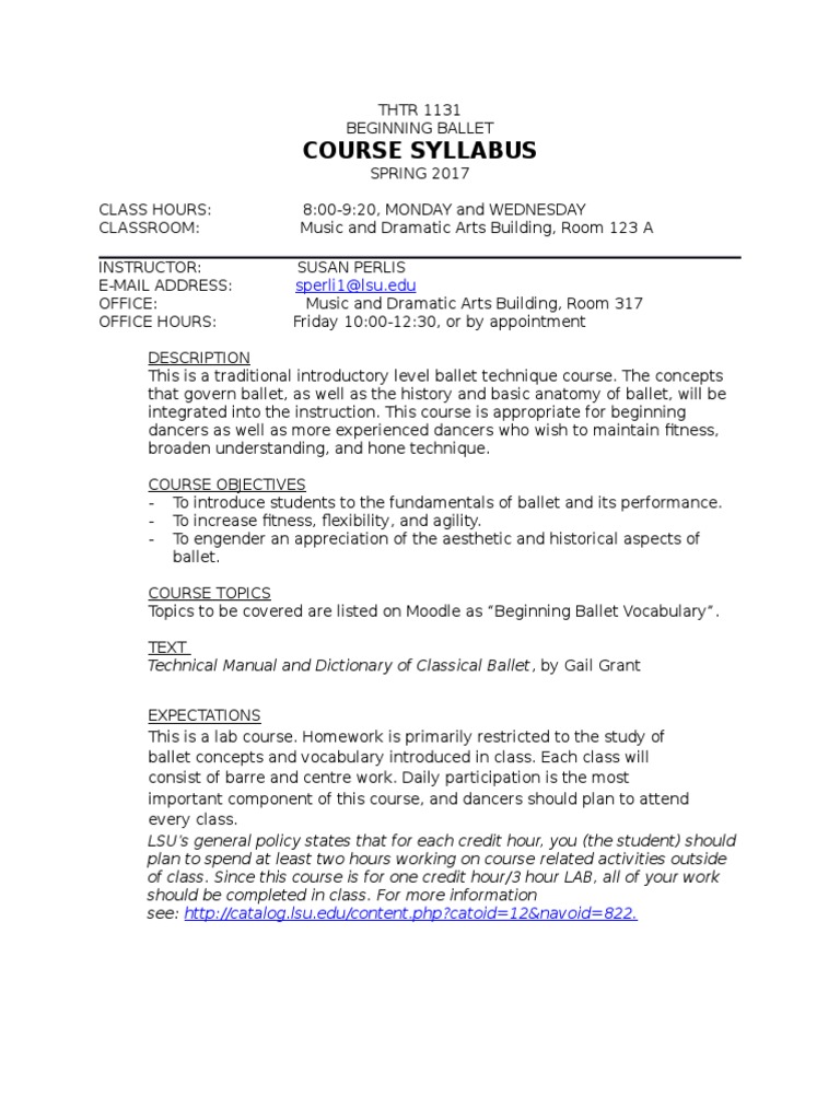 Ballet Syllabus | PDF | Ballet | Test (Assessment)