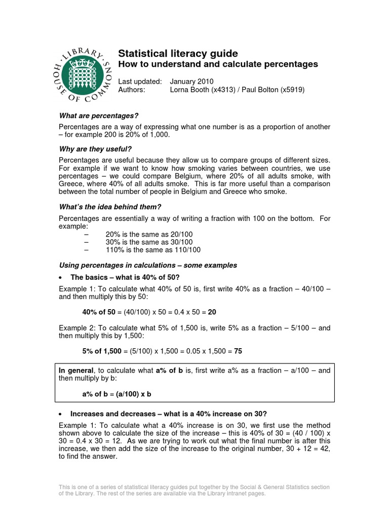 Statistical Literacy Guide: How To Understand and Calculate Percentages ...