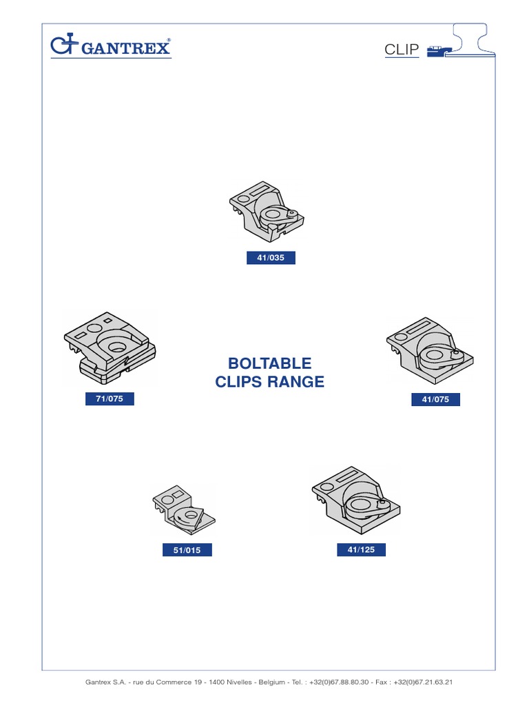 Gantrex Boltable Clips Range | Screw | Mechanical Engineering
