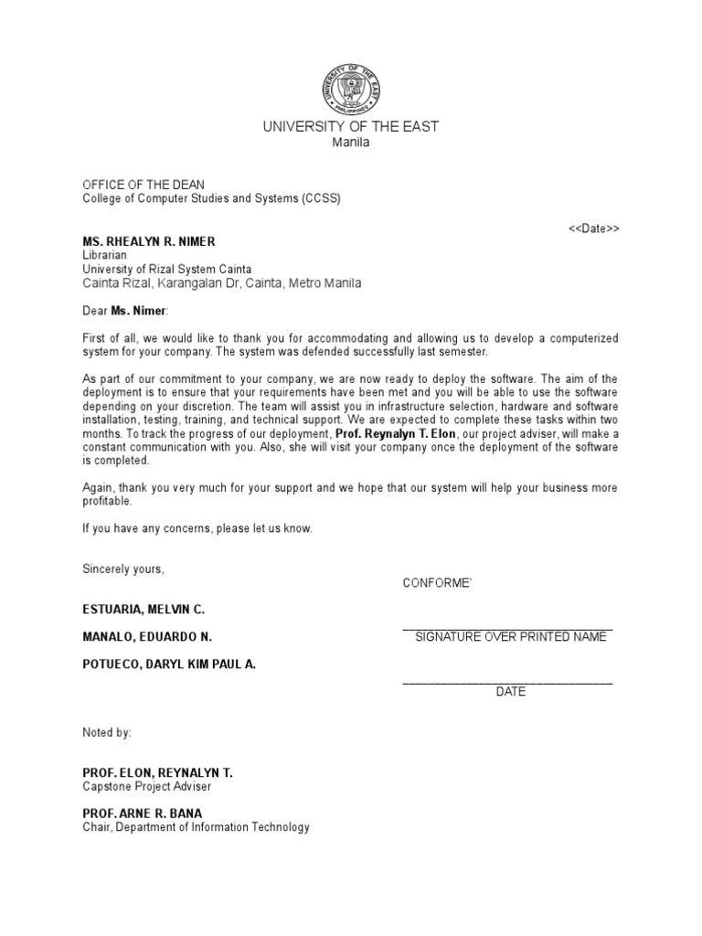 Letter Of Intent For Deployment Pdf Information Technology Computing