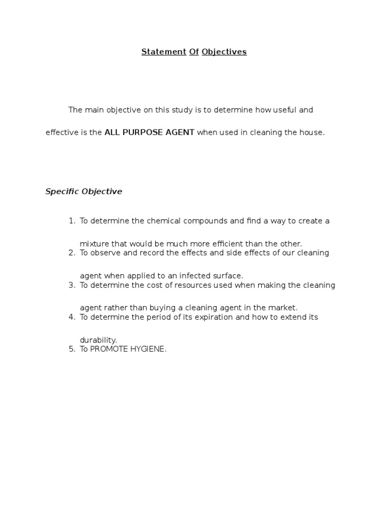 Statement of Objectives | PDF
